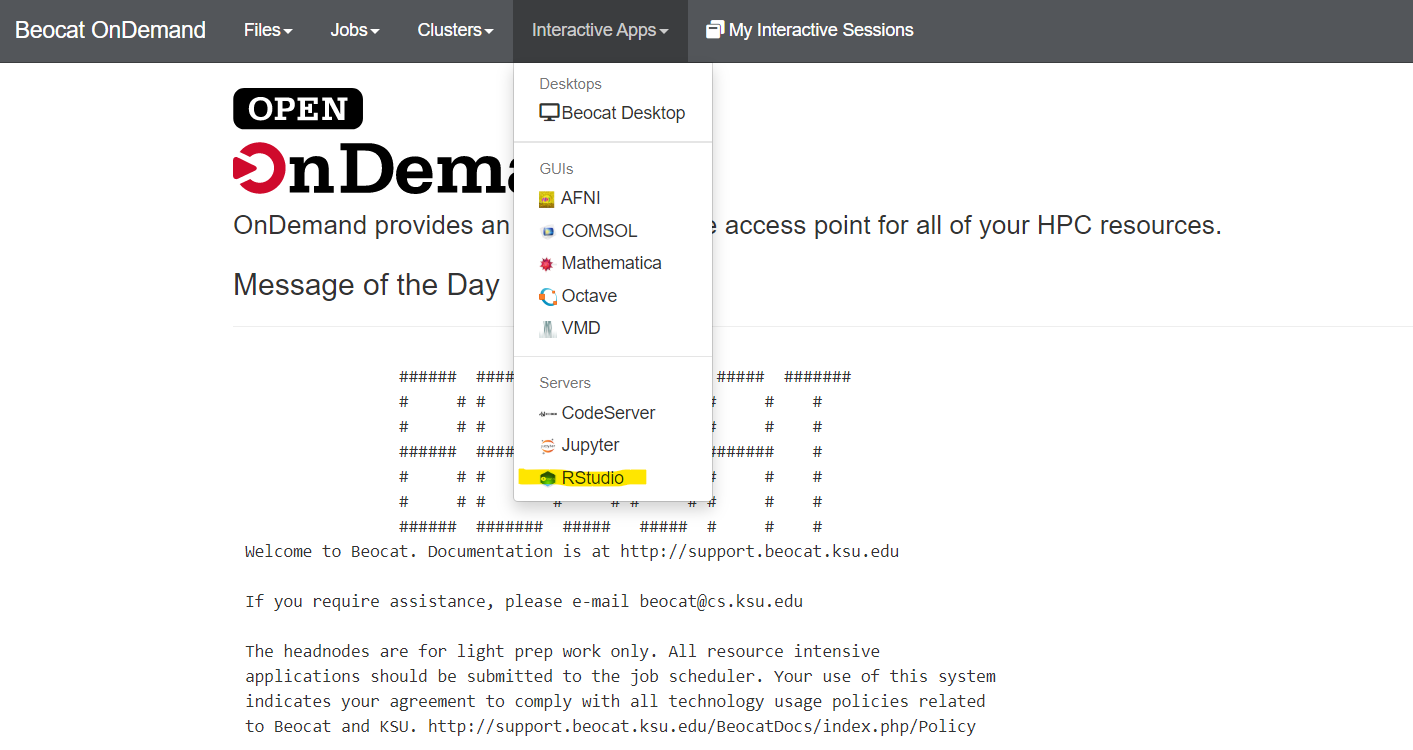 Opening OpenOnDemand :: K-State CS Hugo Framework